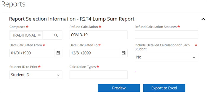 R2T4 Lump Sum Report