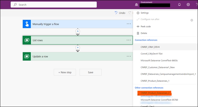 Associating Connection References for Flows