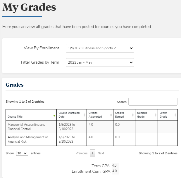View My Grades