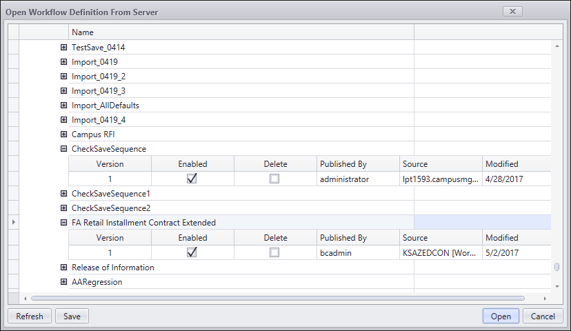 View, Enable, and Delete Workflows