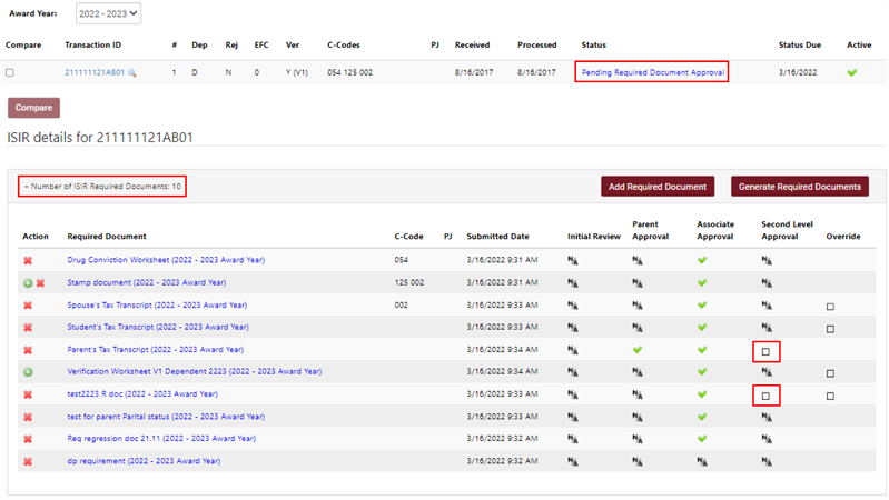 Verification Document Approvals